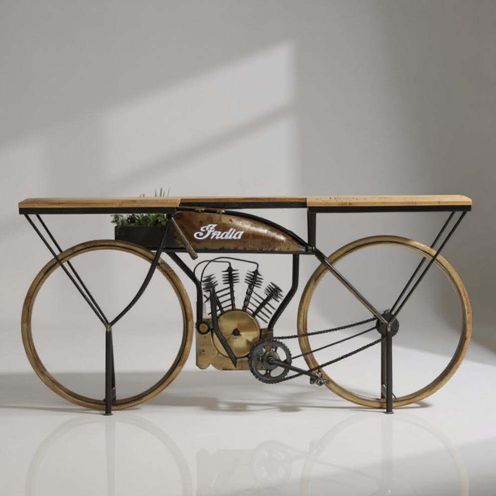 Agra Iron & Wood Bicycle Console Table – Essops Home