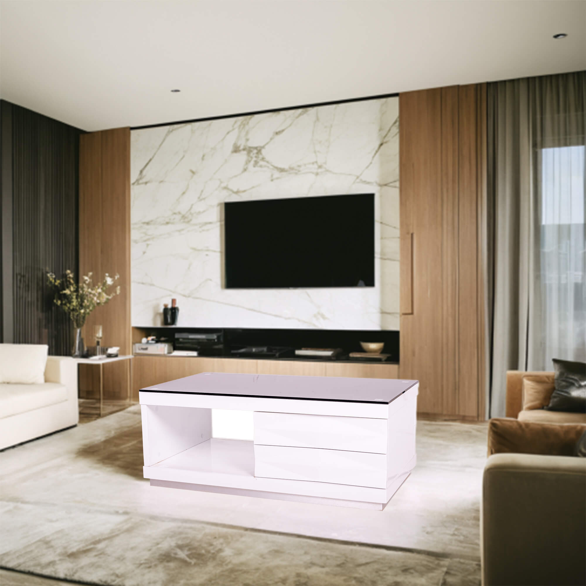 Jazz Coffee Table White Gloss 122/244 – Essops Home