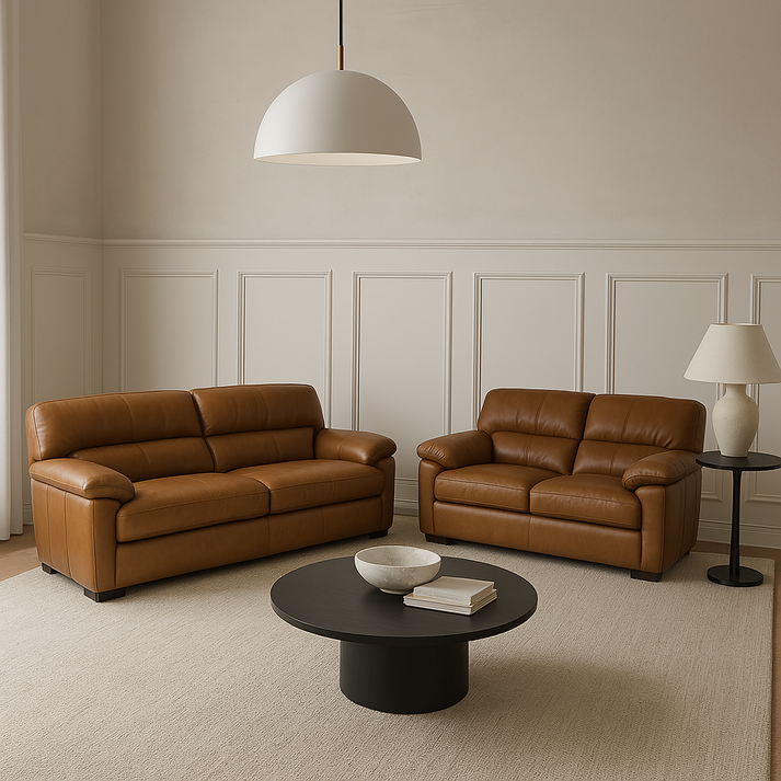 Vanco Full Leather Sofa Set – Essops Home